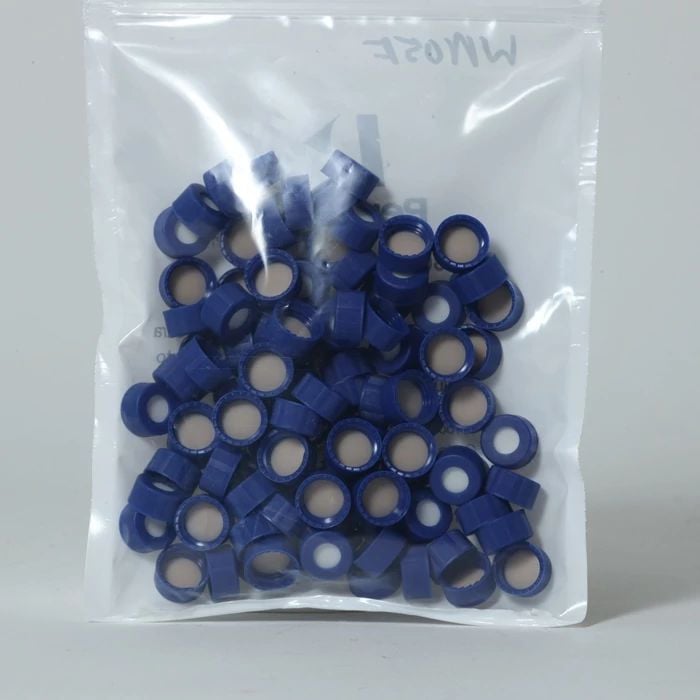 Product: 9 mm Pre-Assembled Blue Polypropylene Screw Cap with PTFE ...